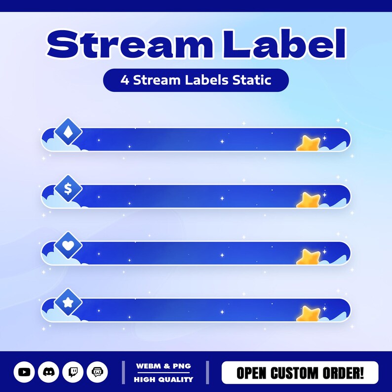 Starlit Skies Animated Stream Overlay Pack for Twitch Kick Youtube ...