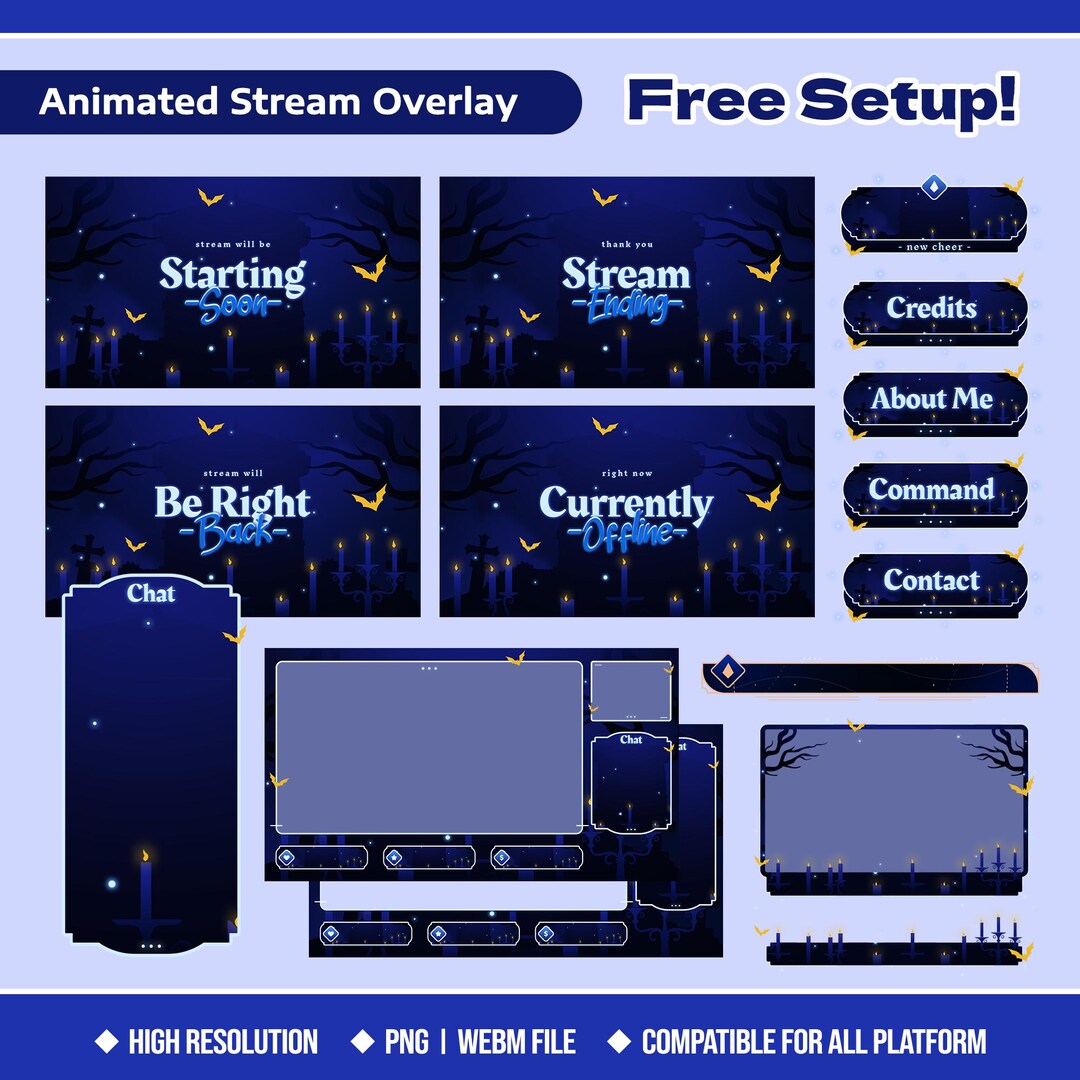 Haunted Glow Animated Stream Overlay Pack for Twitch, Youtube, Kick ...