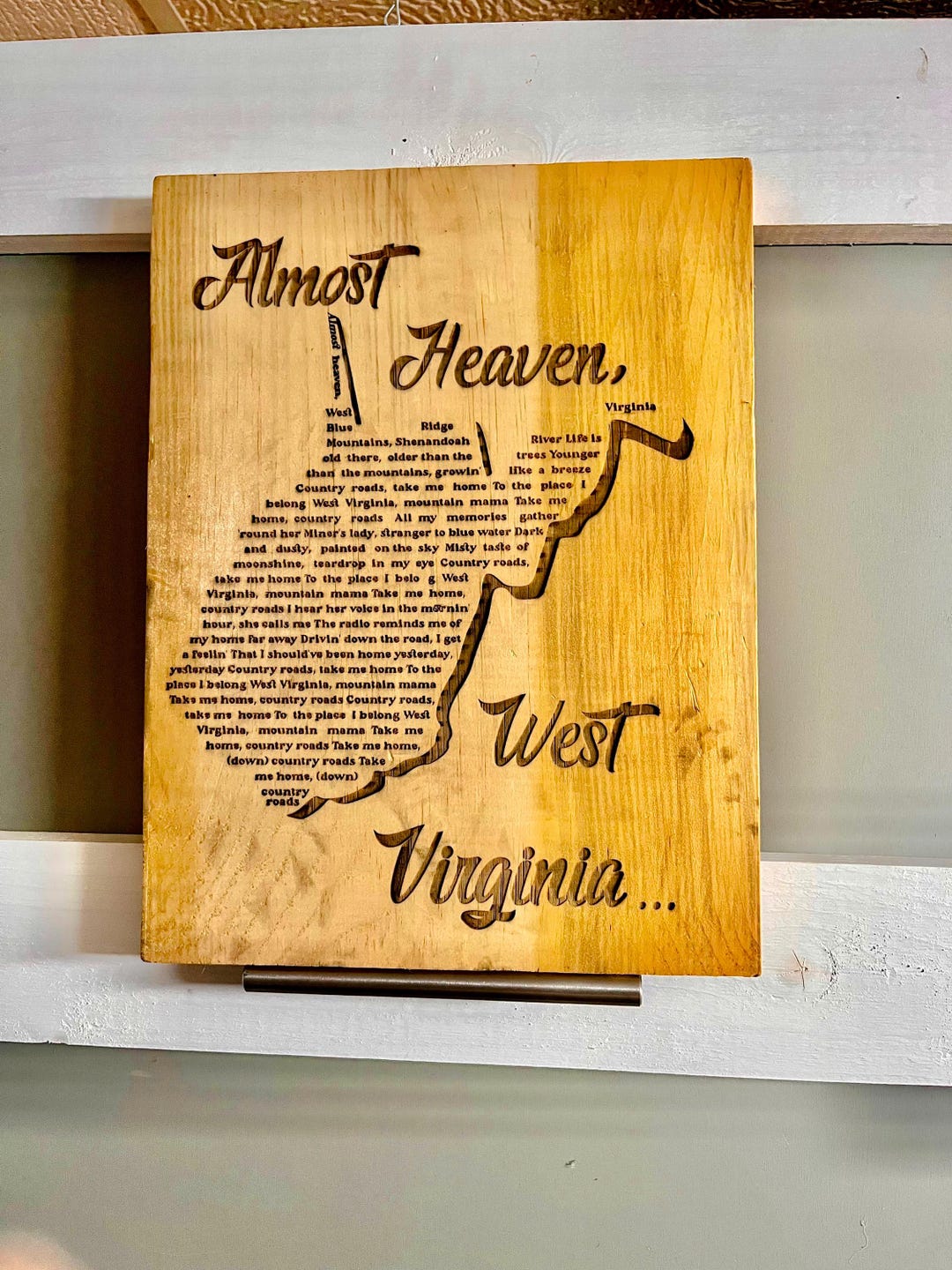 Almost Heaven, West Virginia Map With Lyrics Design or Any Other Song ...