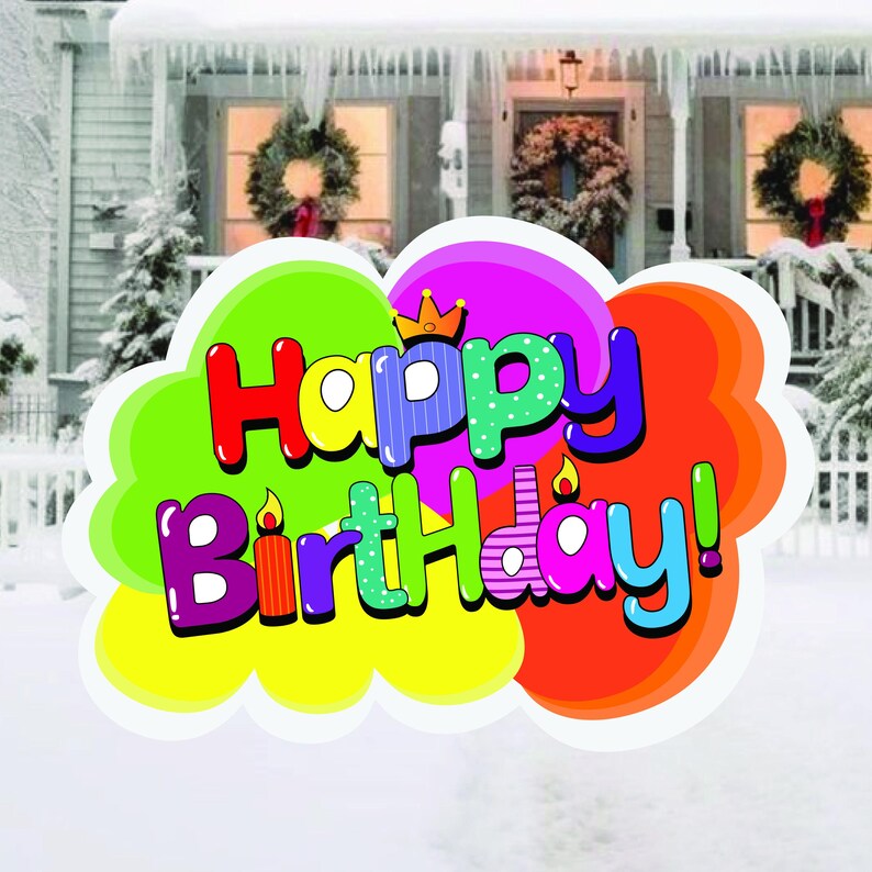 Happy Birthday With Vibrant Colors Big Cut-out Yard Sign, Birthday ...