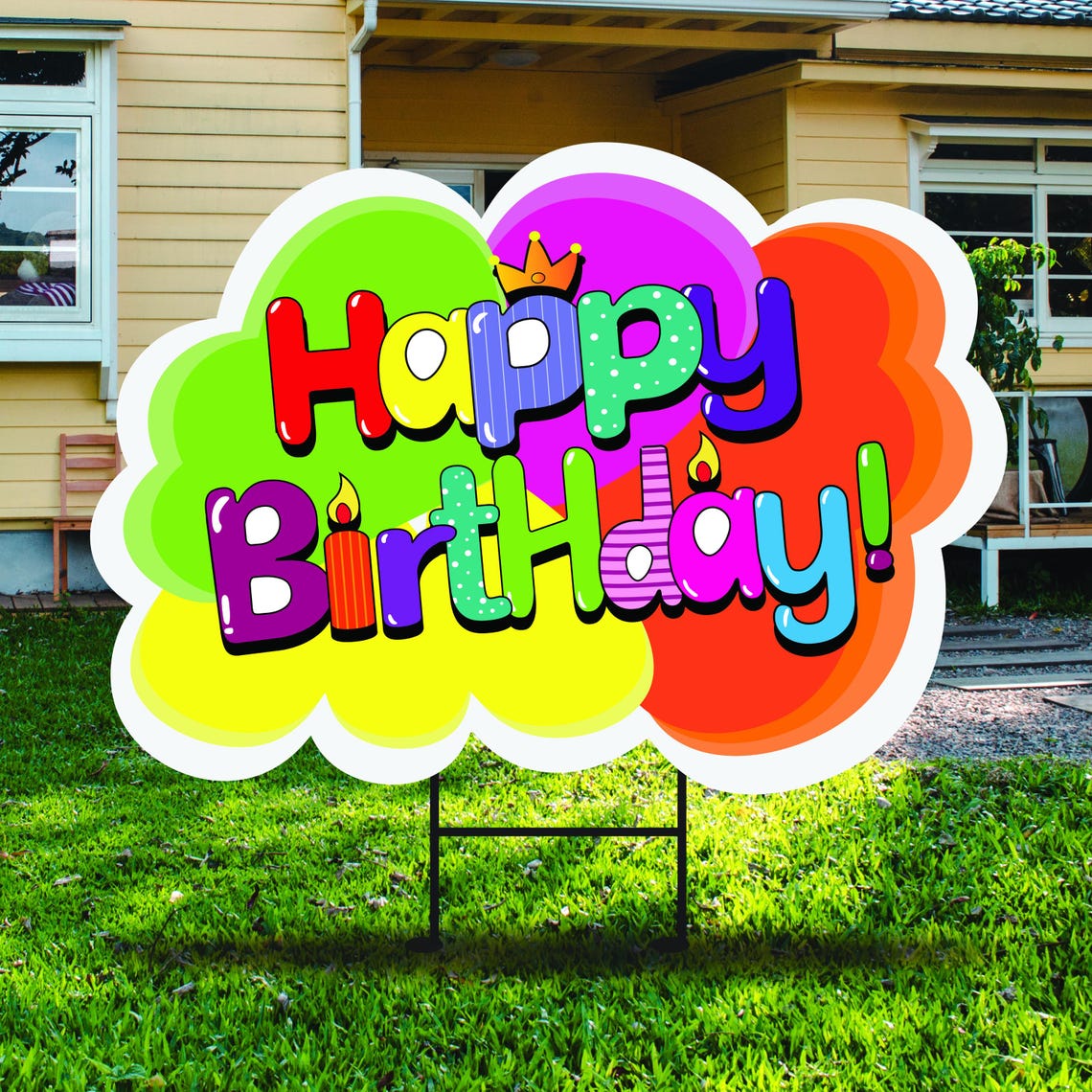 Happy Birthday With Vibrant Colors Big Cut-out Yard Sign, Birthday ...