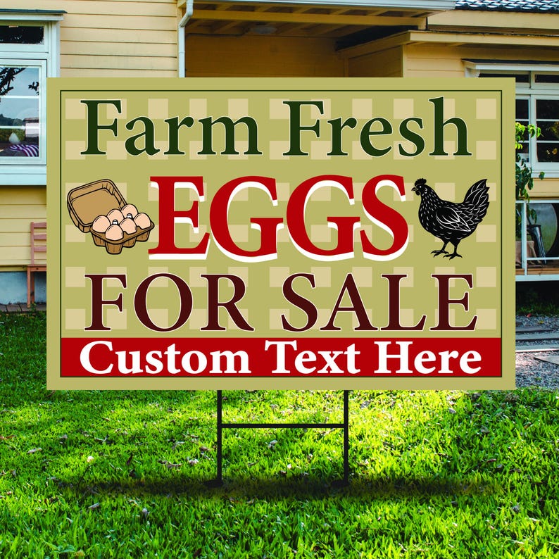 Farm Fresh Eggs Yard Sign Personalized - Visible Text Custom Farm Fresh ...