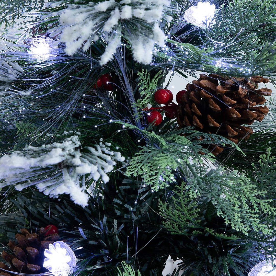 5 Feet Flocked Pine Artificial Fiber Optic Christmas Tree With ...