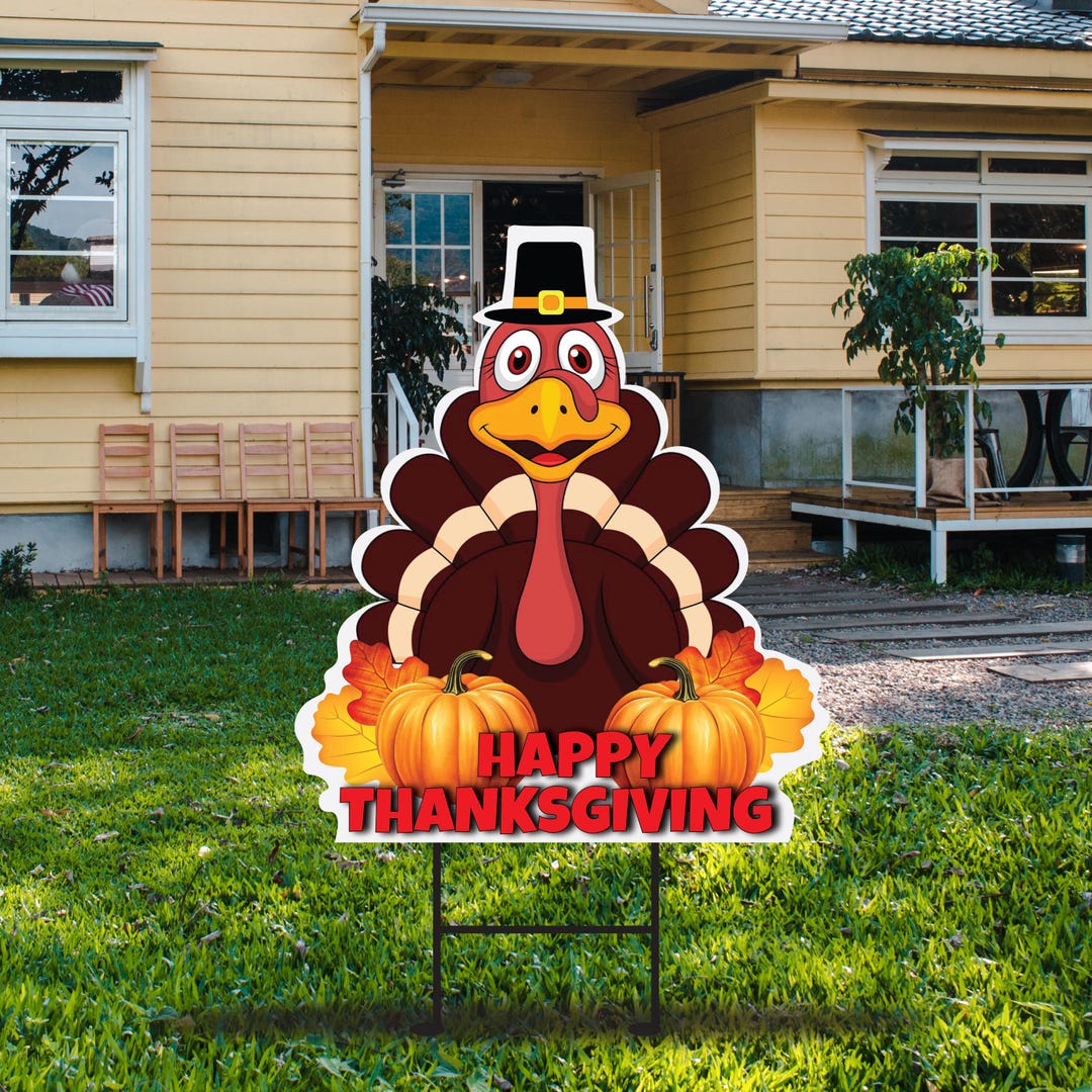 Turkey Pumpkin Thanksgiving Cut-out Yard Sign Harvest Fall Autumn ...