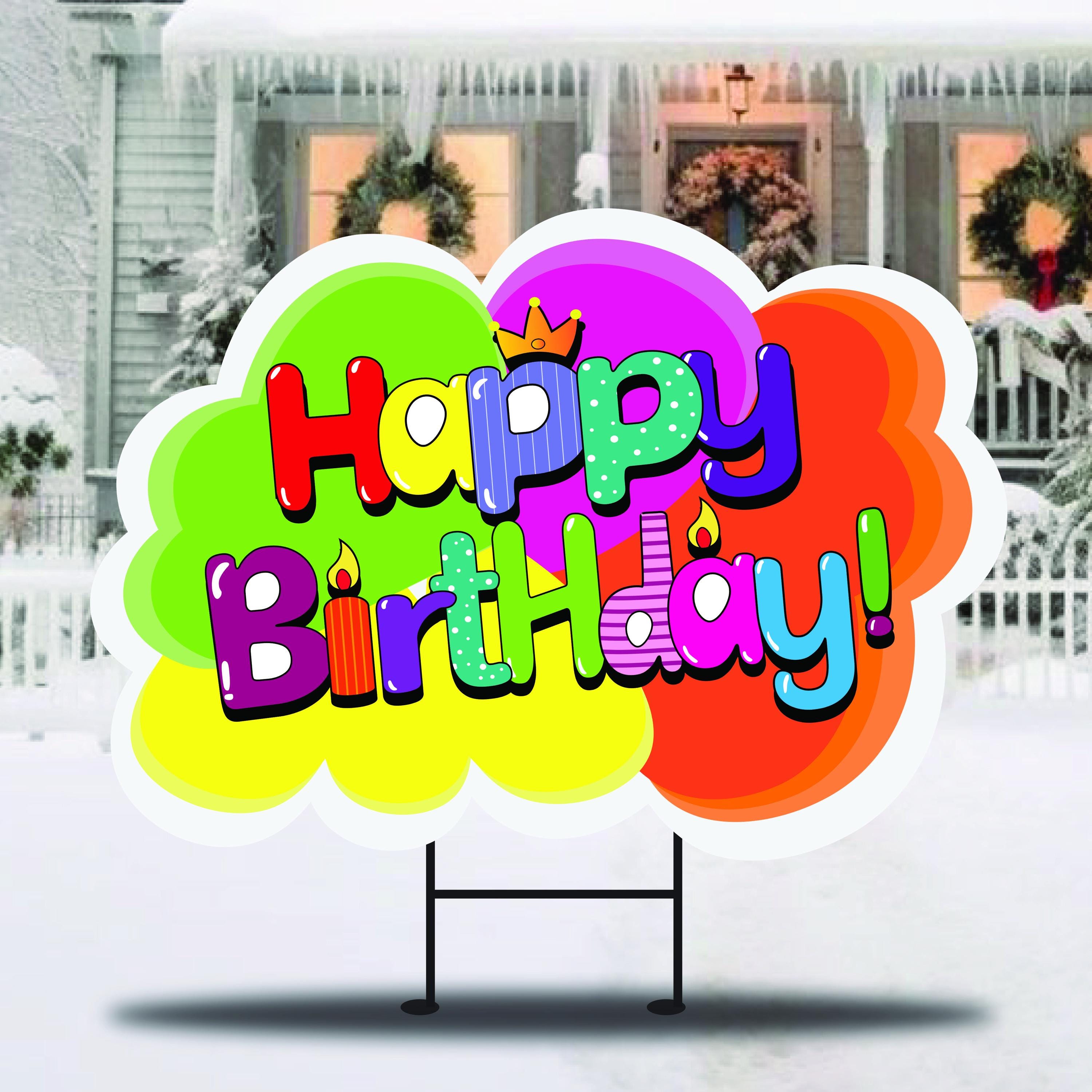 Happy Birthday With Vibrant Colors Big Cut-out Yard Sign, Birthday ...