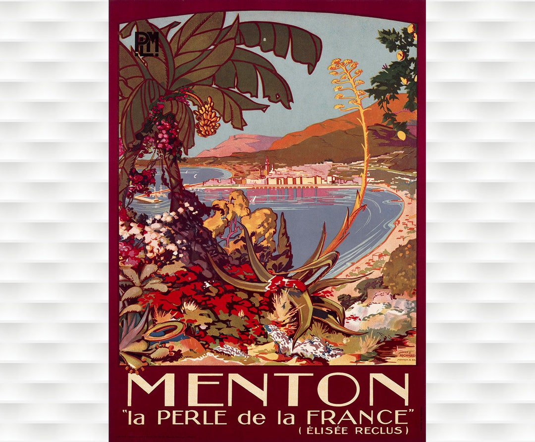 Menton France Vintage Travel Poster - Etsy