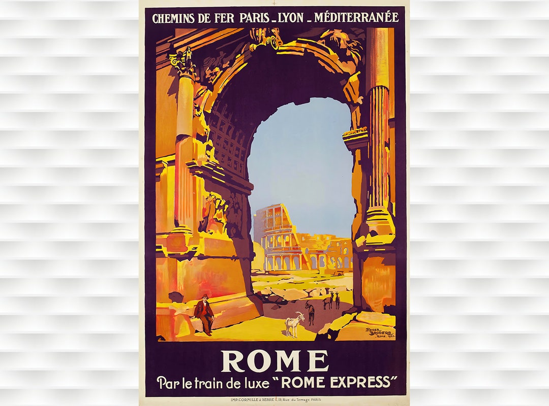 Rome Italian Vintage Travel Poster Italy Travel Roger Broders Poster ...