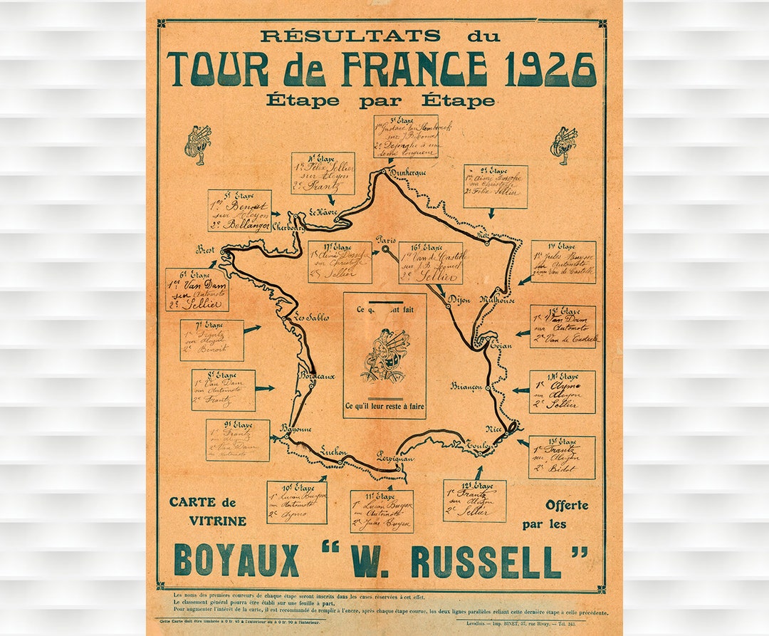 1926 French Bicycle Race Map Poster Prints - Etsy