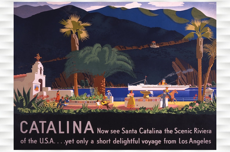 Catalina Island Travel Poster Travel Art Print Birthday Gift - Etsy