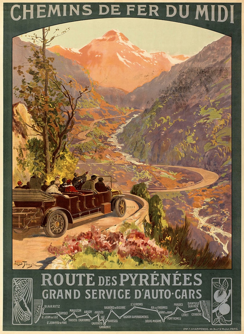 Route Des Pyrenees France Travel Poster See France Vintage - Etsy