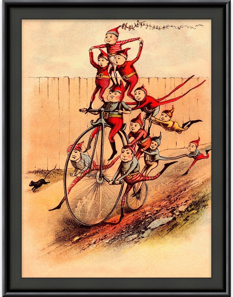 Big Wheel Elves Bicycle Poster Cycling Poster Bicycle Art - Etsy