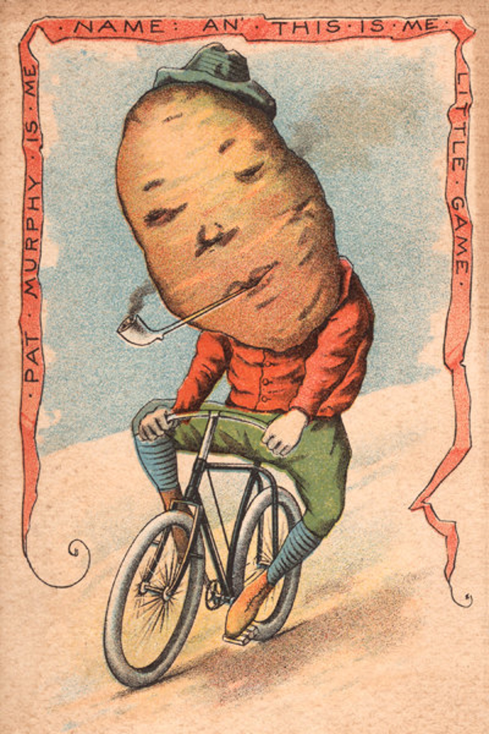 Vegetable People potato Riding a Bicycle Cycling Poster - Etsy