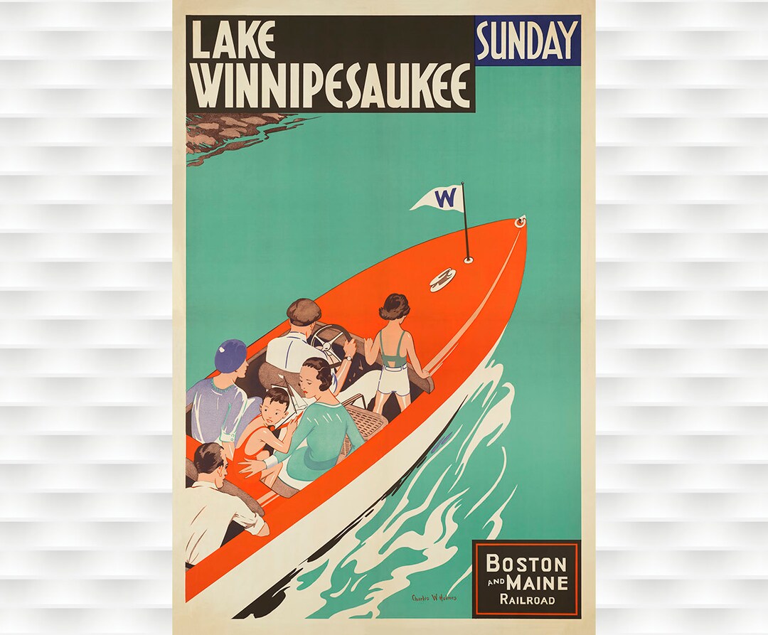 Lake Winnipesaukee Vintage Travel Poster - Etsy