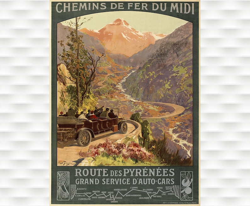 Route Des Pyrenees France Travel Poster See France Vintage - Etsy
