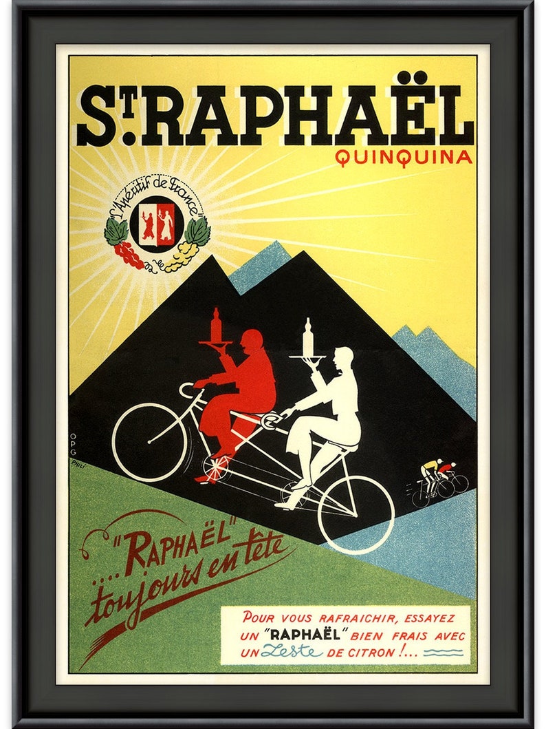 St Raphael Tandem Bicycle Poster Cycling Poster Bicycle Art | Etsy