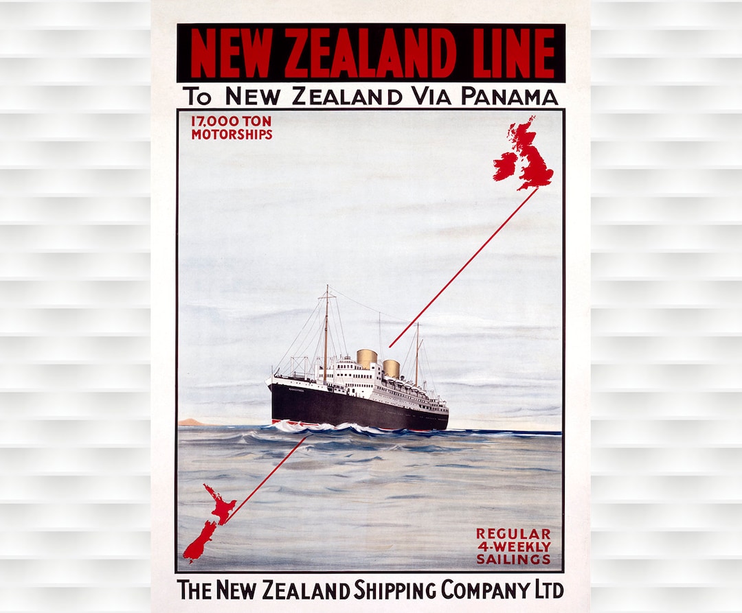 New Zealand Line Vintage Travel Poster - Etsy