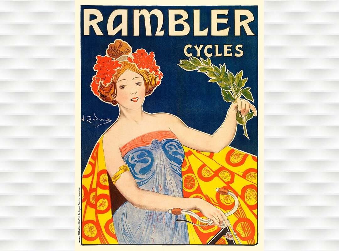 Rambler Cycles Bicycle Poster Cycling Poster Bicycle Art Vintage ...