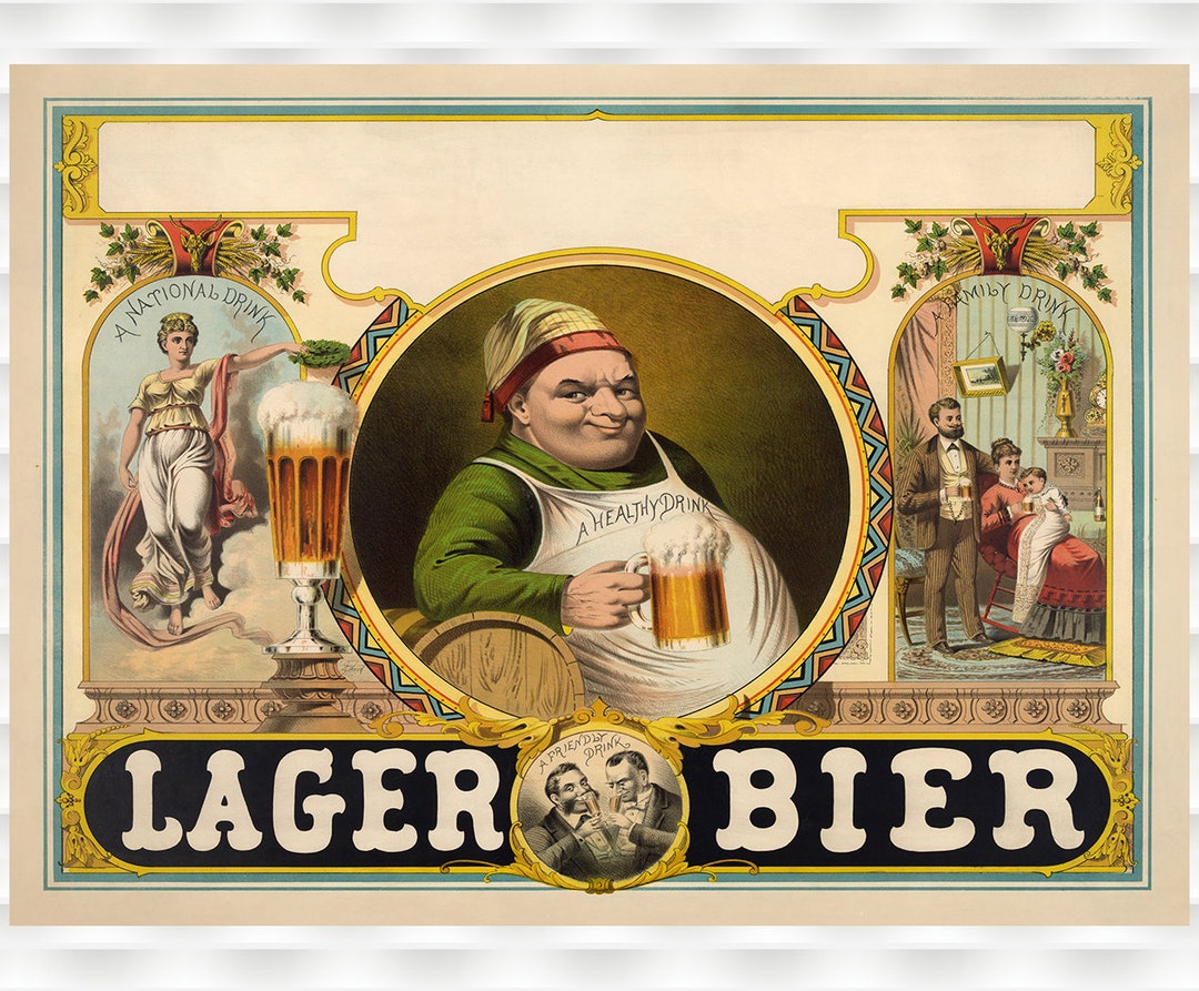 Lager Beer Poster Prints Vintage Poster Beer Poster Ale Ad Drink Poster ...