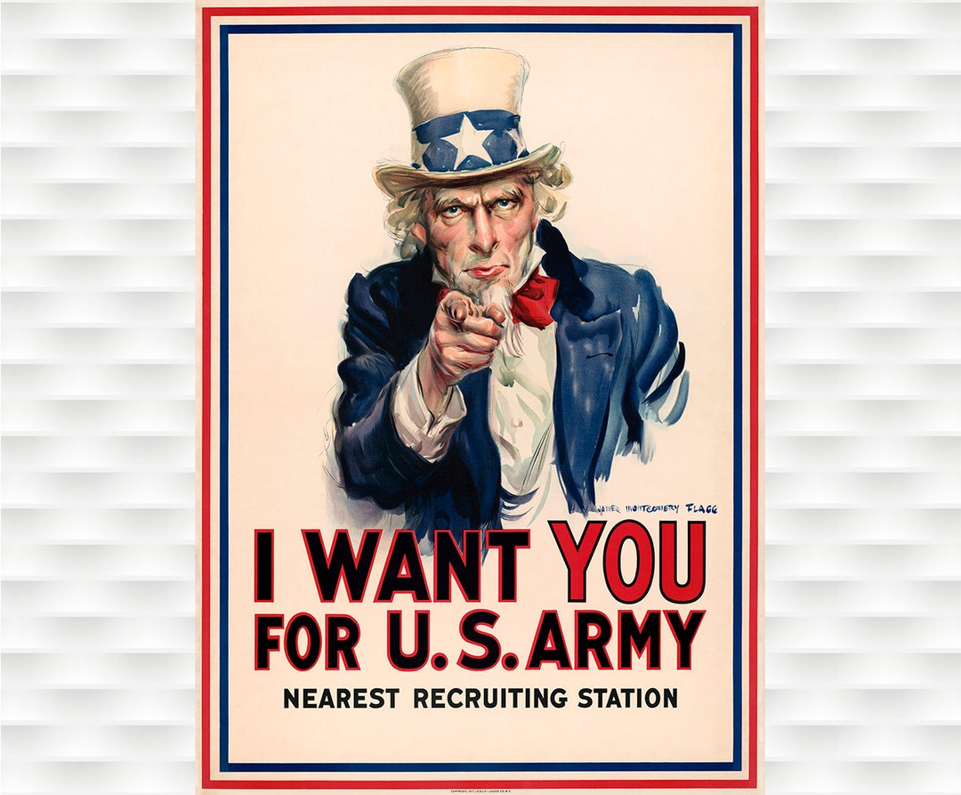 Uncle Sam - I Want You Poster - World War One Recruiting Poster - Etsy