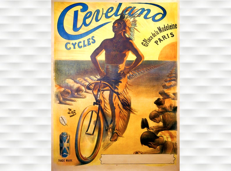 Cycles Cleveland Poster Cycling Poster Bicycle Art Vintage - Etsy