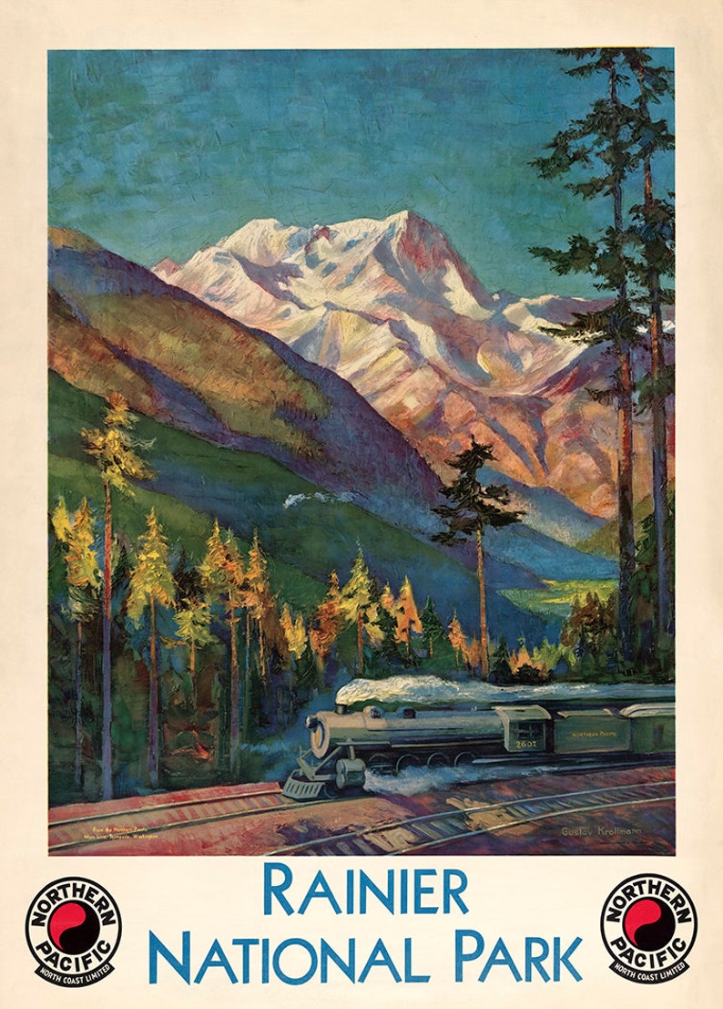 Rainier - Northern Pacific Travel Poster - Etsy