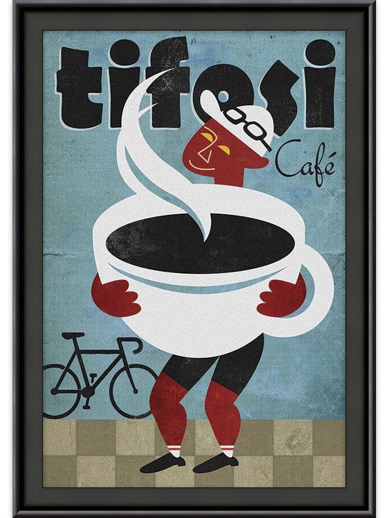 Tifosi Cafe Poster Cycling Poster Bicycle Art Vintage - Etsy