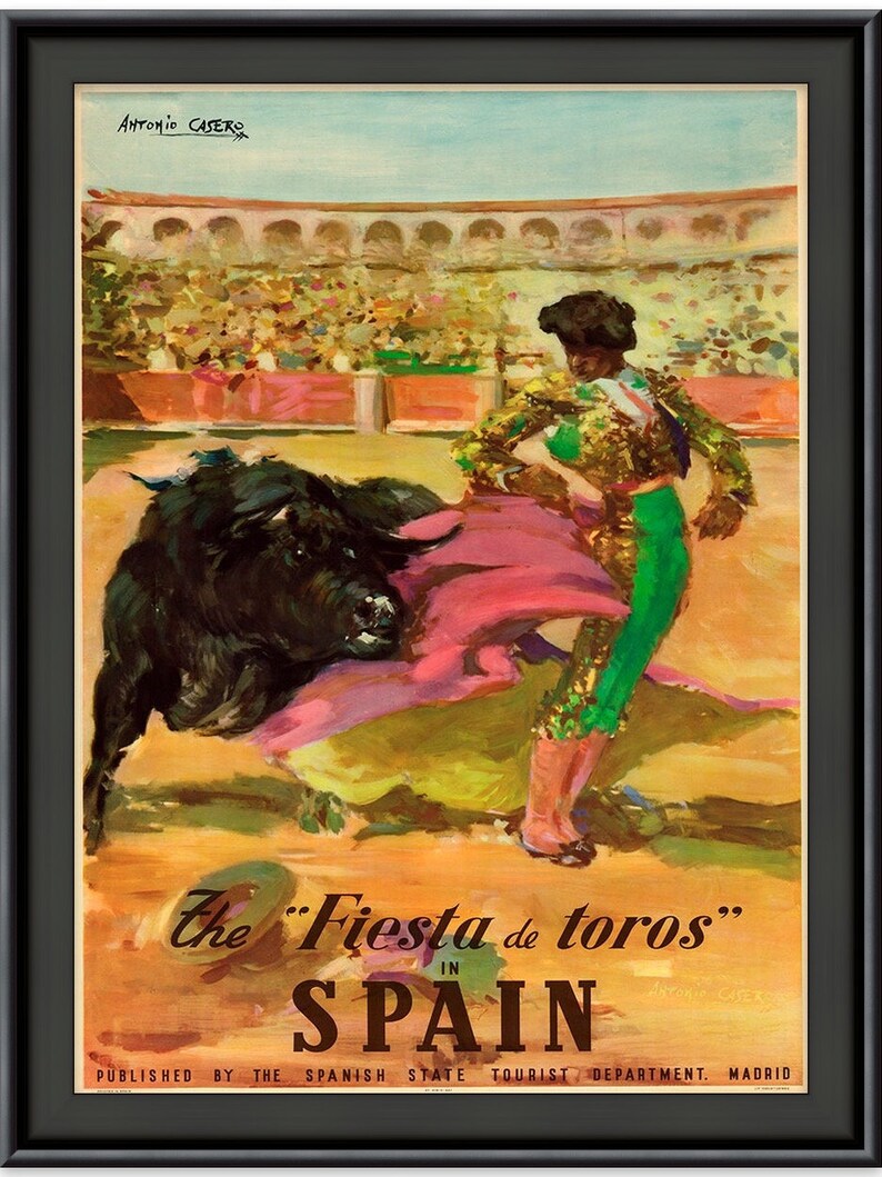 Fiesta De Toros Spanish Travel Poster Spain Travel Poster | Etsy