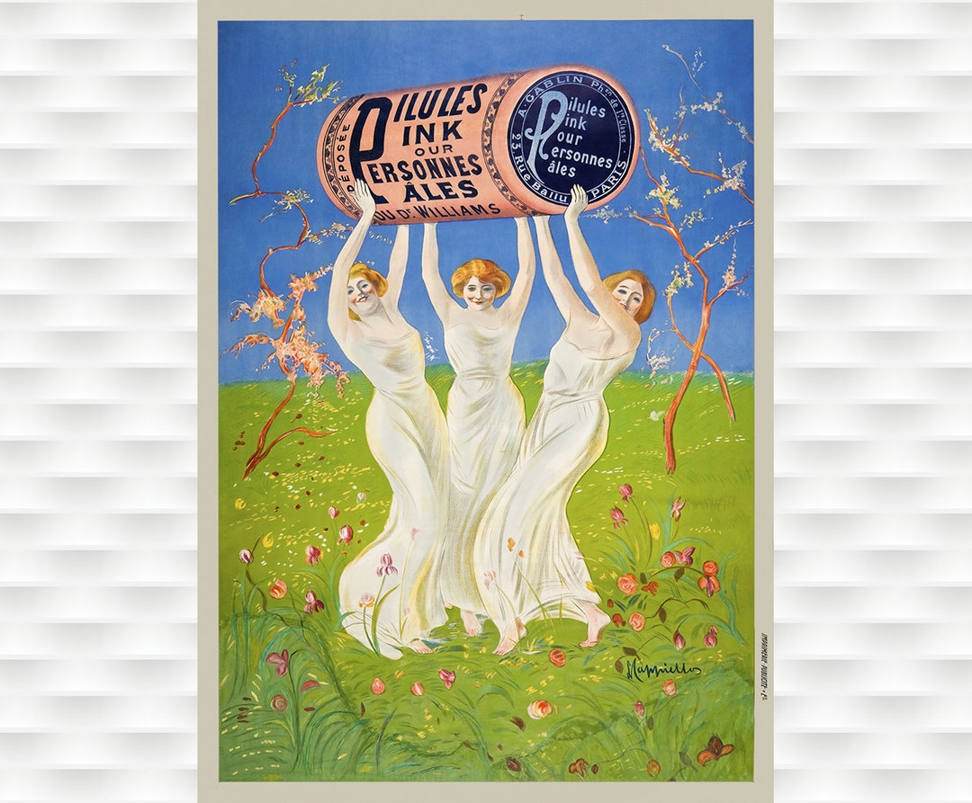 Pilules Pink Vintage Poster Prints Cappiello Poster Art French Poster ...
