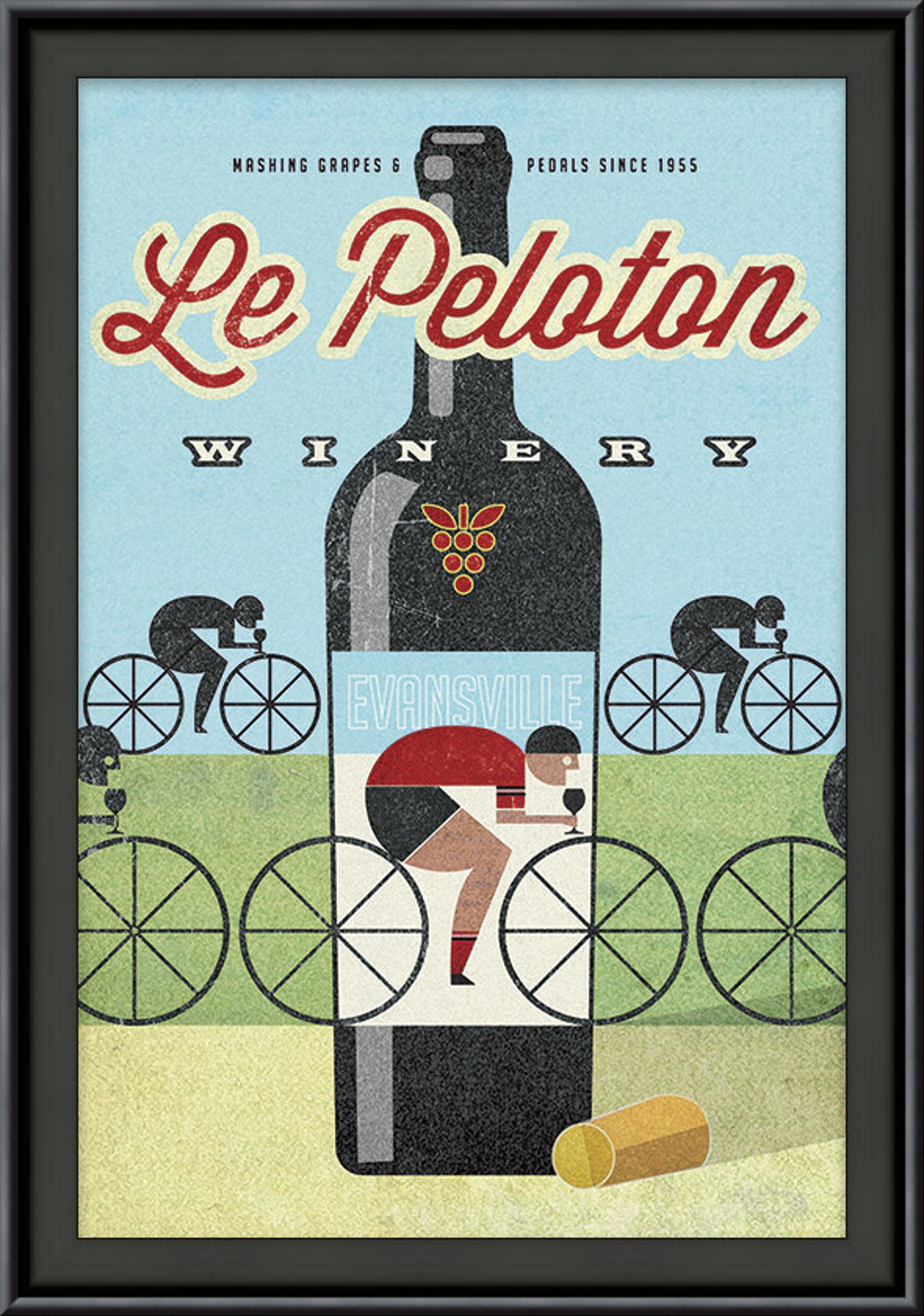 Le Peloton Winery Poster Print Cycling Poster Bicycle Art | Etsy