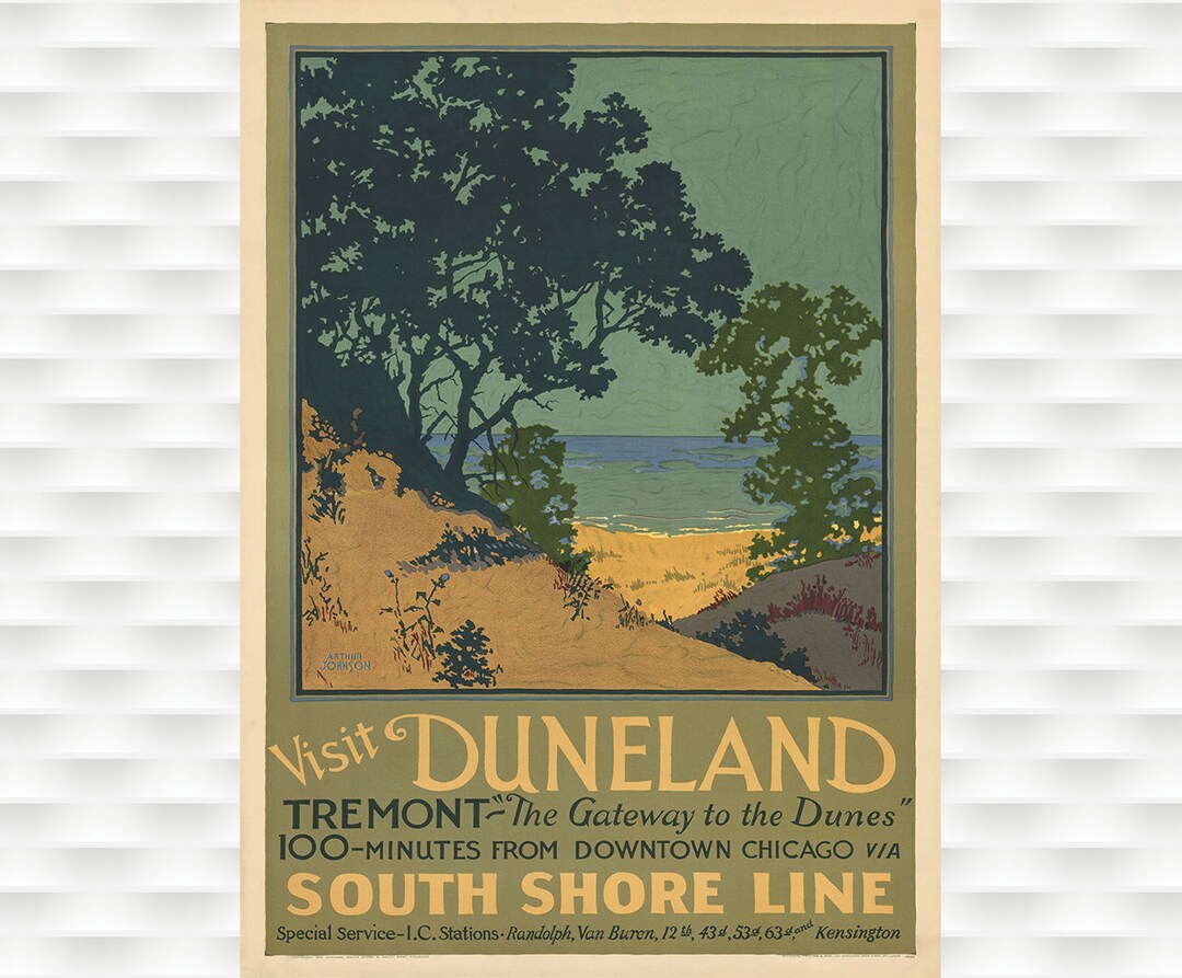 Duneland Beaches Vintage Travel Poster - South Shore Line - Illinois ...