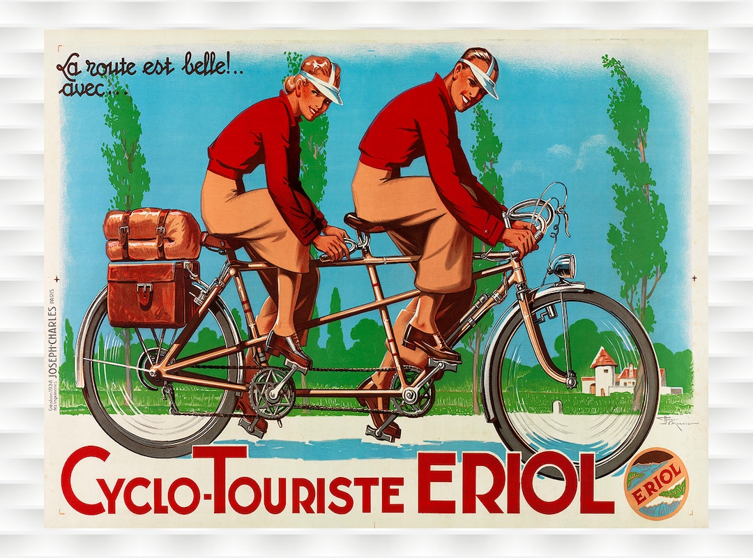 Cyclo-touriste Eriol Vintage Tandem Poster - Etsy