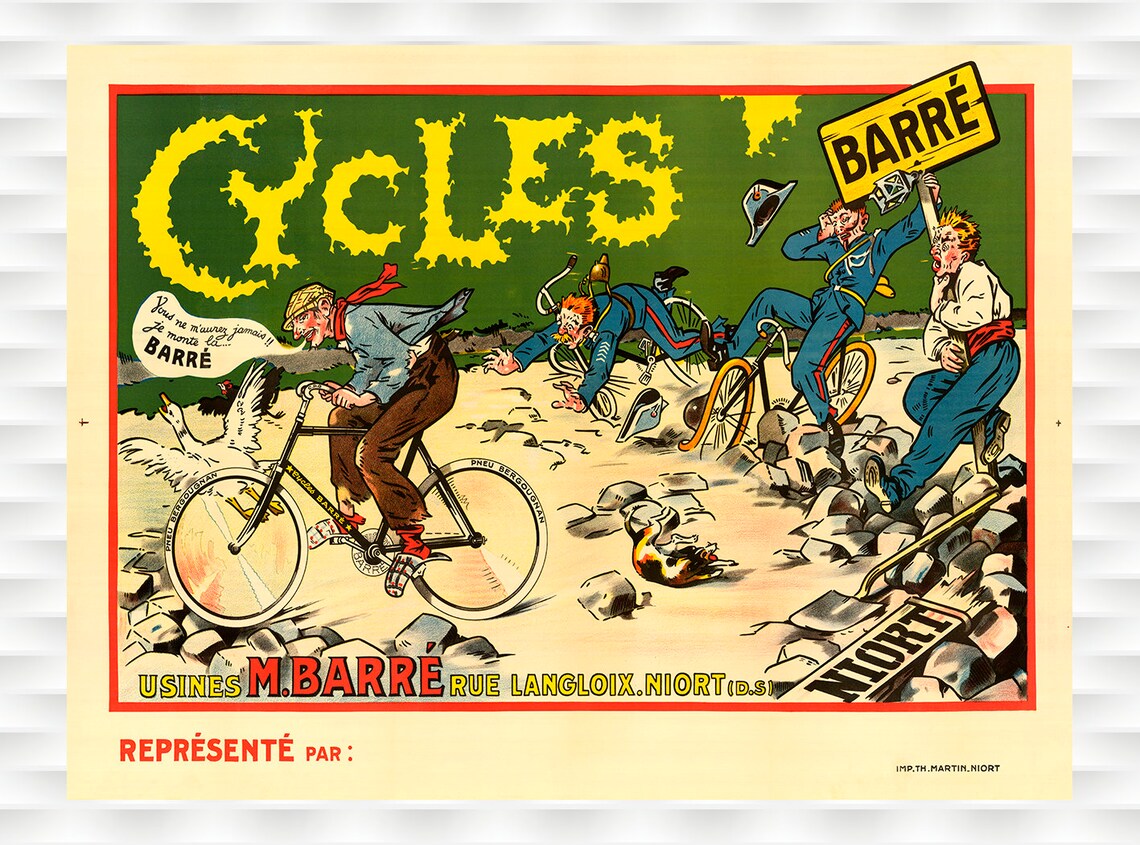 Cycles Barre Poster Cycling Poster Bicycle Art Vintage - Etsy