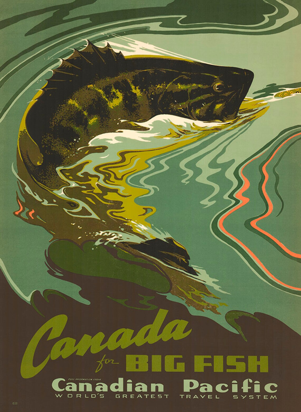 Canada Big Fish Fishing Travel Poster Art Print Birthday Gift - Etsy