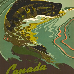 Canada - Big Fish Fishing Travel Poster - Etsy