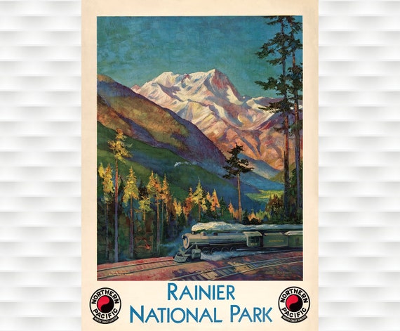 Rainier Northern Pacific Travel Poster National Park Outdoor - Etsy