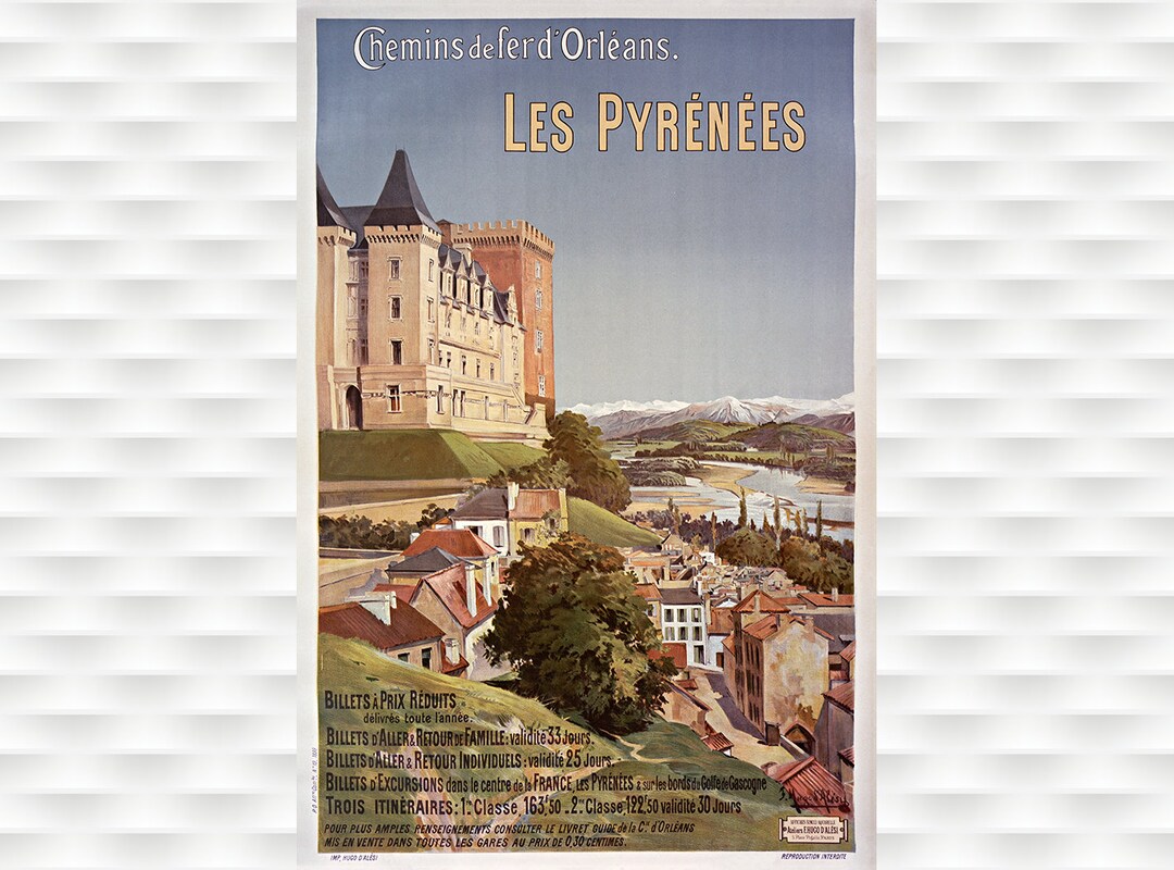 Les Pyrenees French Travel Poster - Etsy