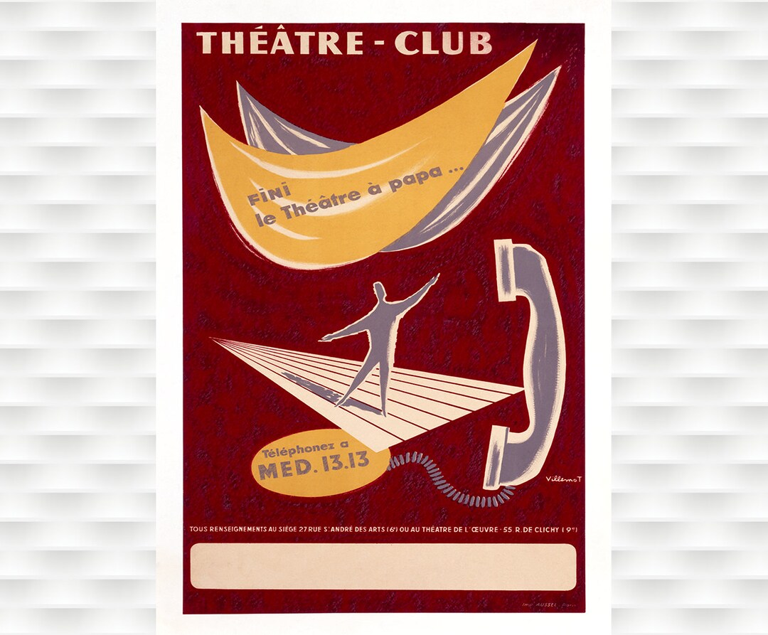 Theater Club Paris Poster Art Print French Poster Villemot - Etsy