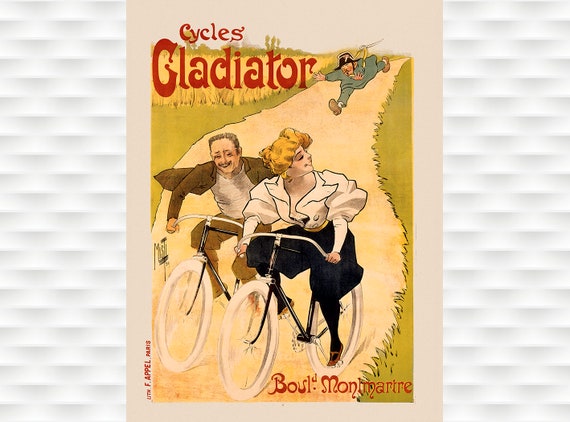 Cycles Gladiator Bicycle Poster Cycling Poster Bicycle Art | Etsy