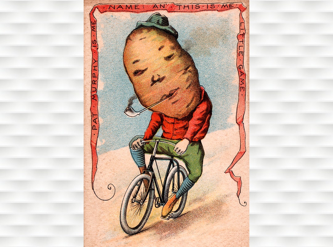 Vegetable People potato Riding a Bicycle Cycling Poster - Etsy