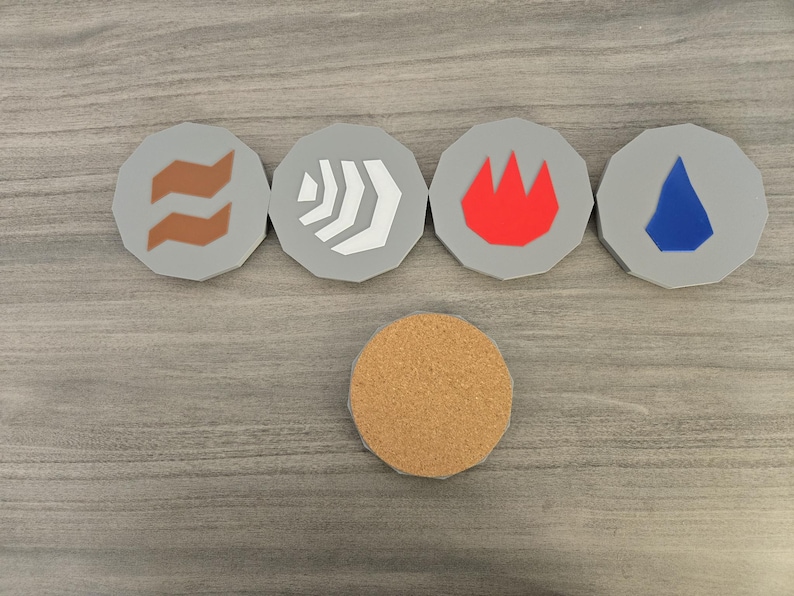 OSRS Elemental Runes Coaster W/ Holder | Set of 4 | Old School ...