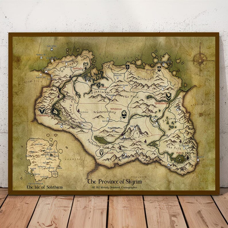 Skyrim Anniversary Edition Map Poster - Matte Print Poster - Etsy