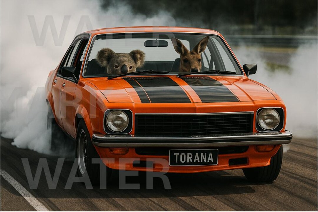 Koala & Kangaroo Driving Holden Torana Print: Australian Muscle Car Art ...