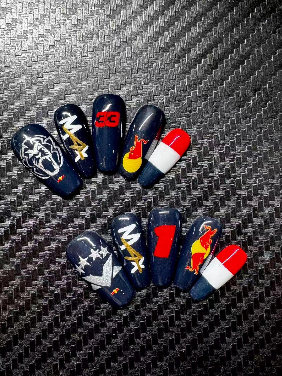 Red Bull Racing Inspired Press on Nails | Max Verstappen | 33 | F1 ...