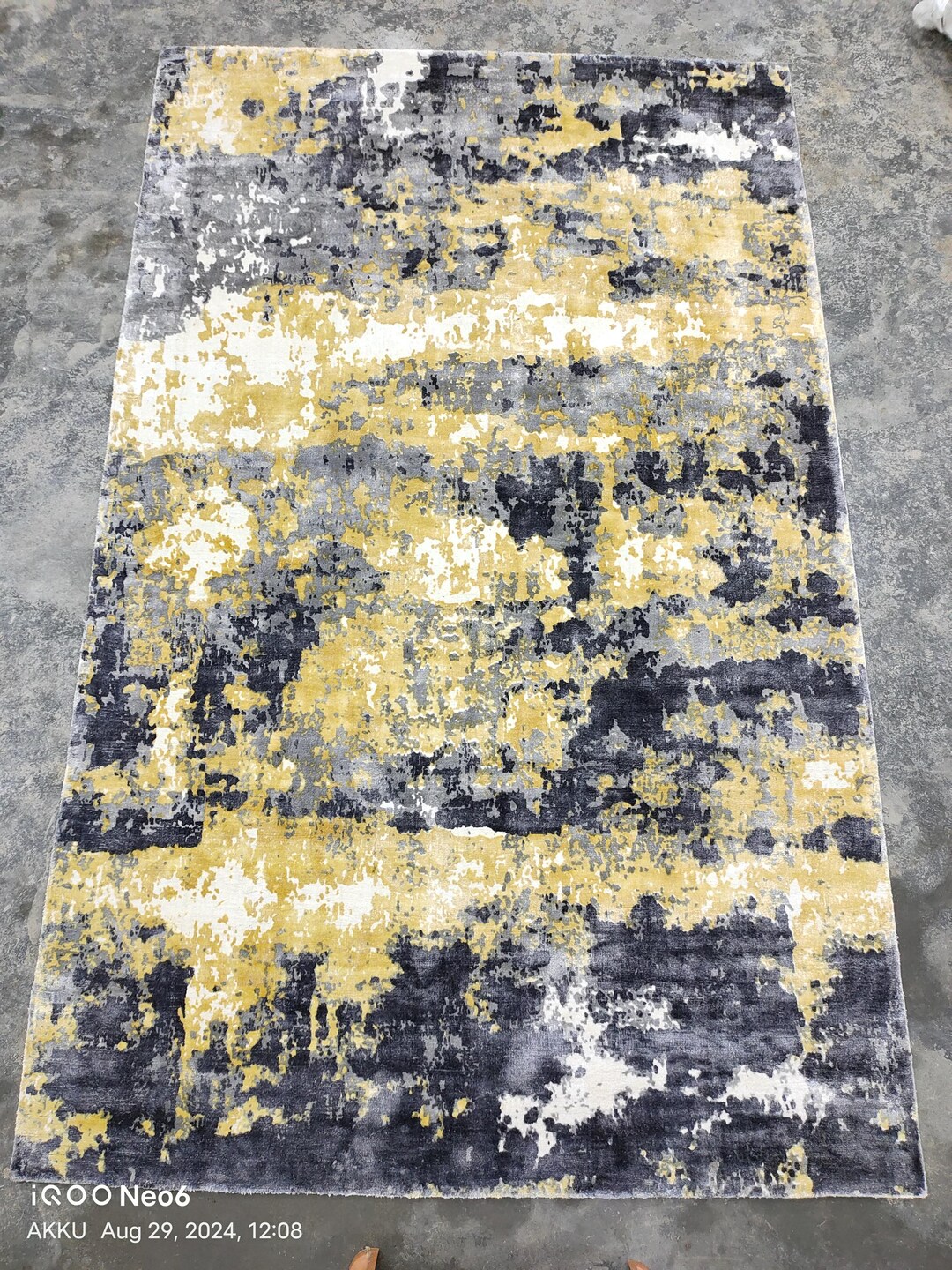 Handloom Handprint Viscose Multicolour Area Rug: Abstract Style - Etsy