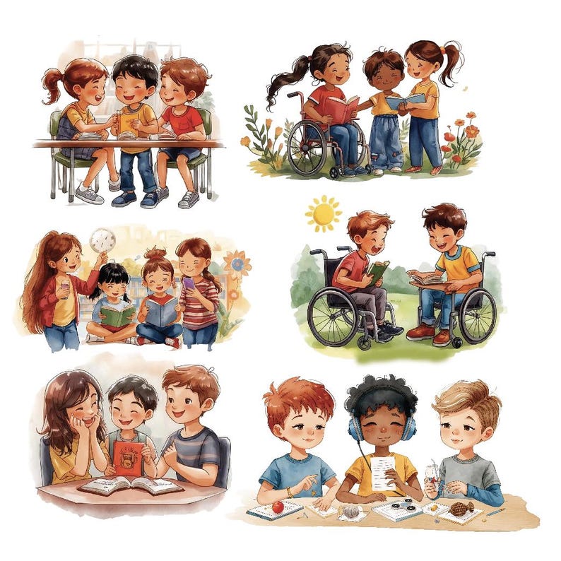 Inclusive Kids Clipart: Special Needs, Disability Awareness (PNG) - Etsy