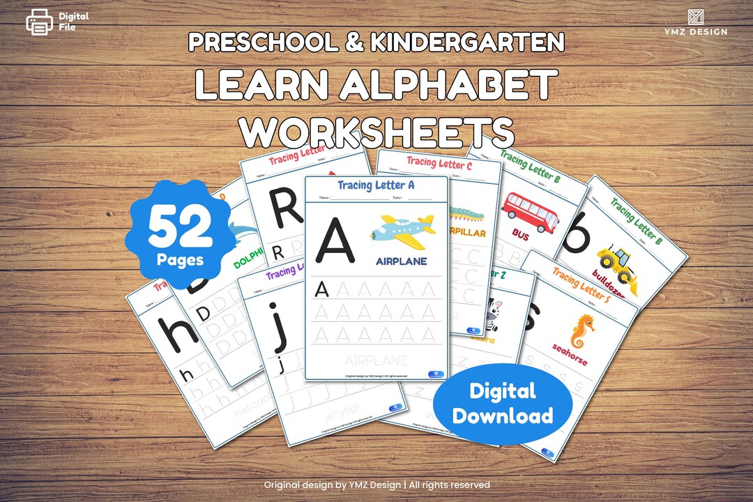 ABC Tracing Worksheets: Preschool Kindergarten Alphabet Learning (PDF ...