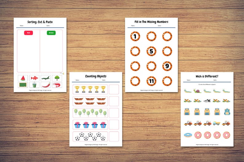 Preschool Learning Bundle: Tracing, Counting, Matching Worksheets (PDF ...