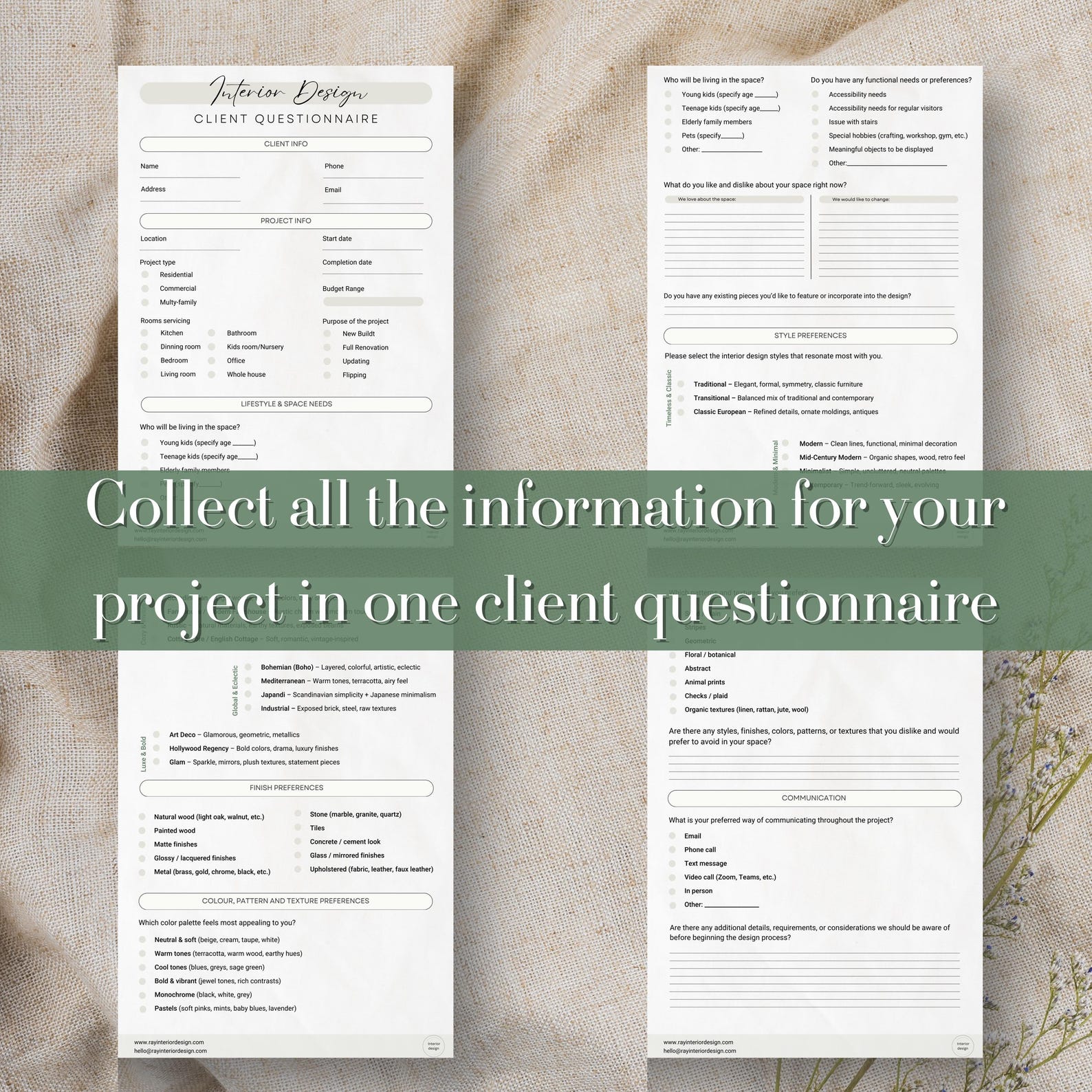 Interior Design Client Questionnaire Template: Editable Canva Form - Etsy