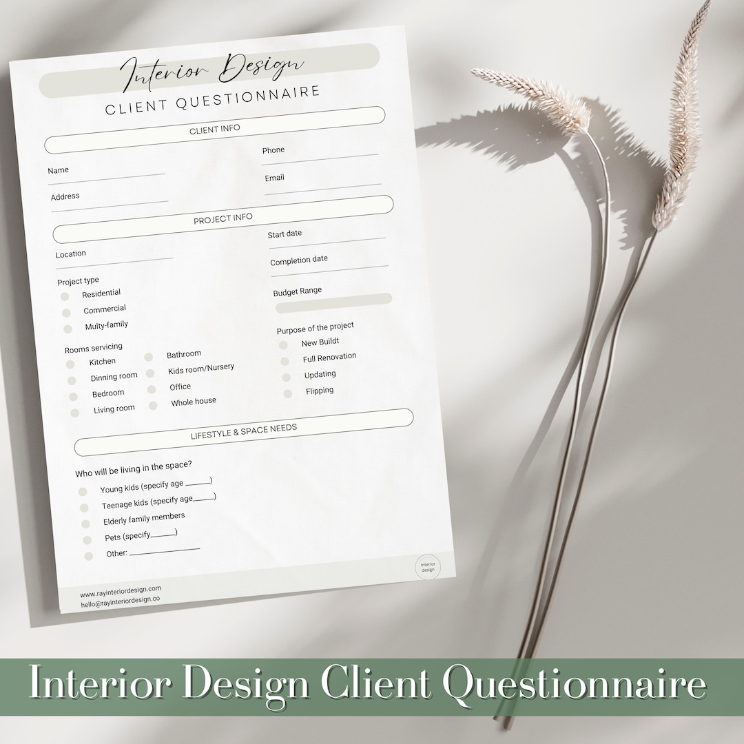 Interior Design Client Questionnaire Template: Editable Canva Form - Etsy