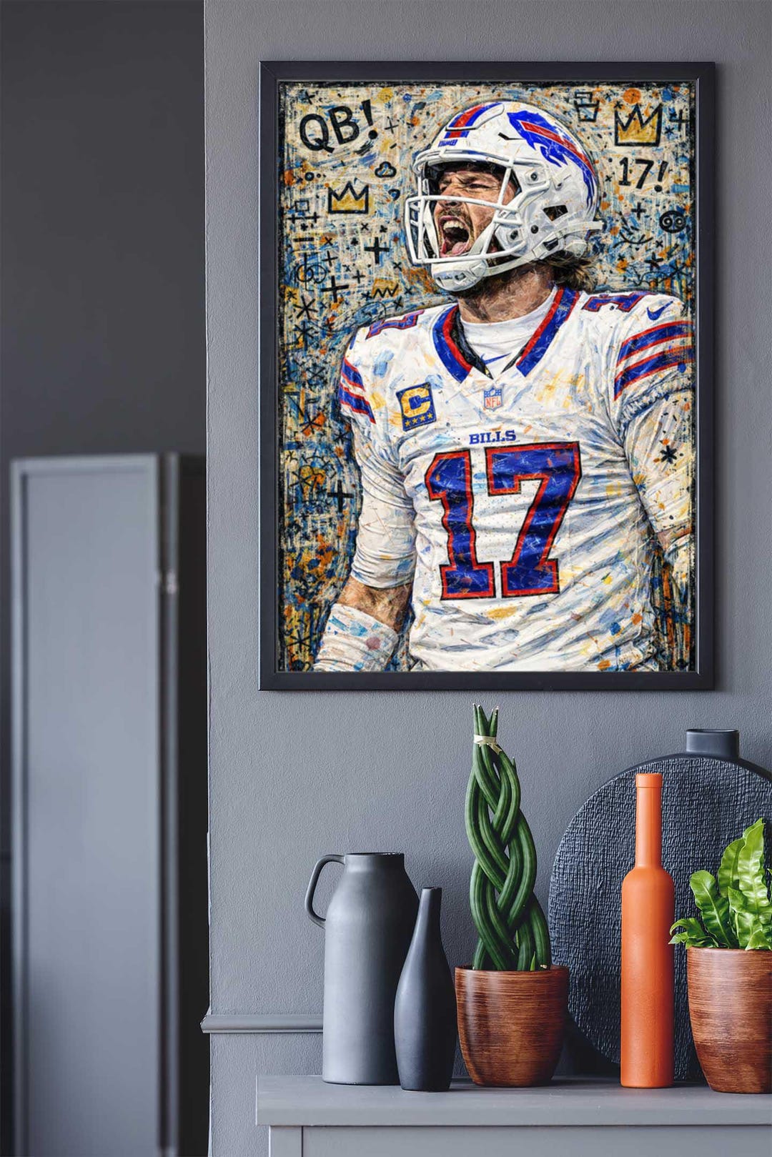 Josh Allen Poster, NFL Quarterback, Wall Art Print, Football Artwork ...
